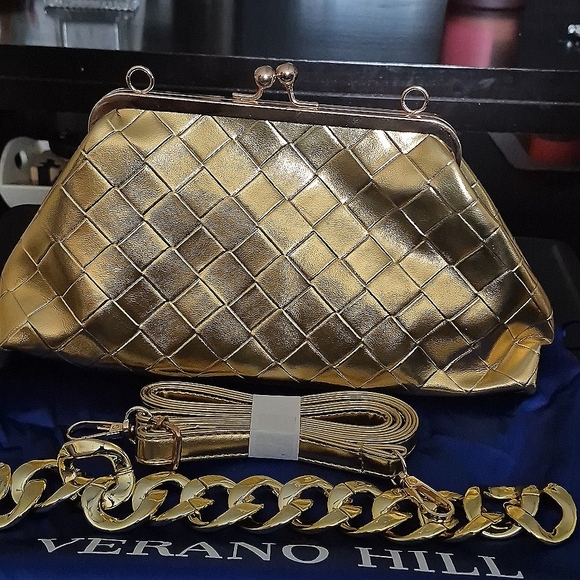Verano Hill | Bags | Bnwot Verano Hill Gold Valentina Cross Chained ...